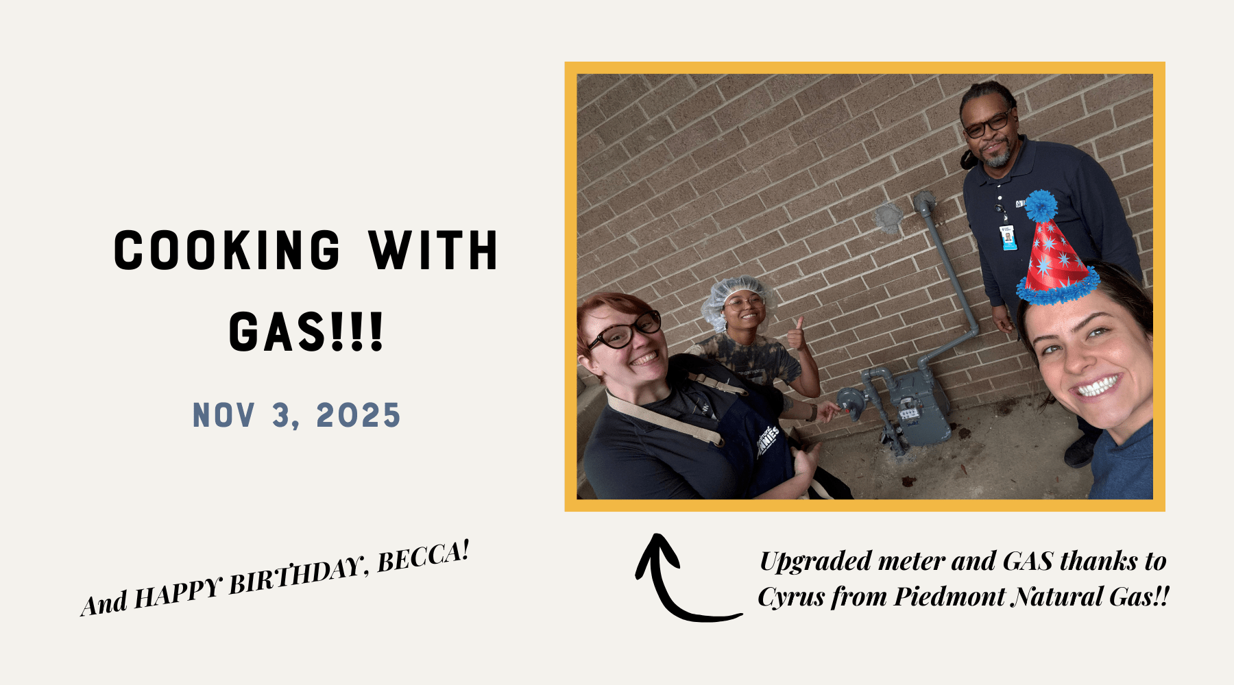 We're Cooking with GAS!!! HBD Becca! – Piedmont Pennies